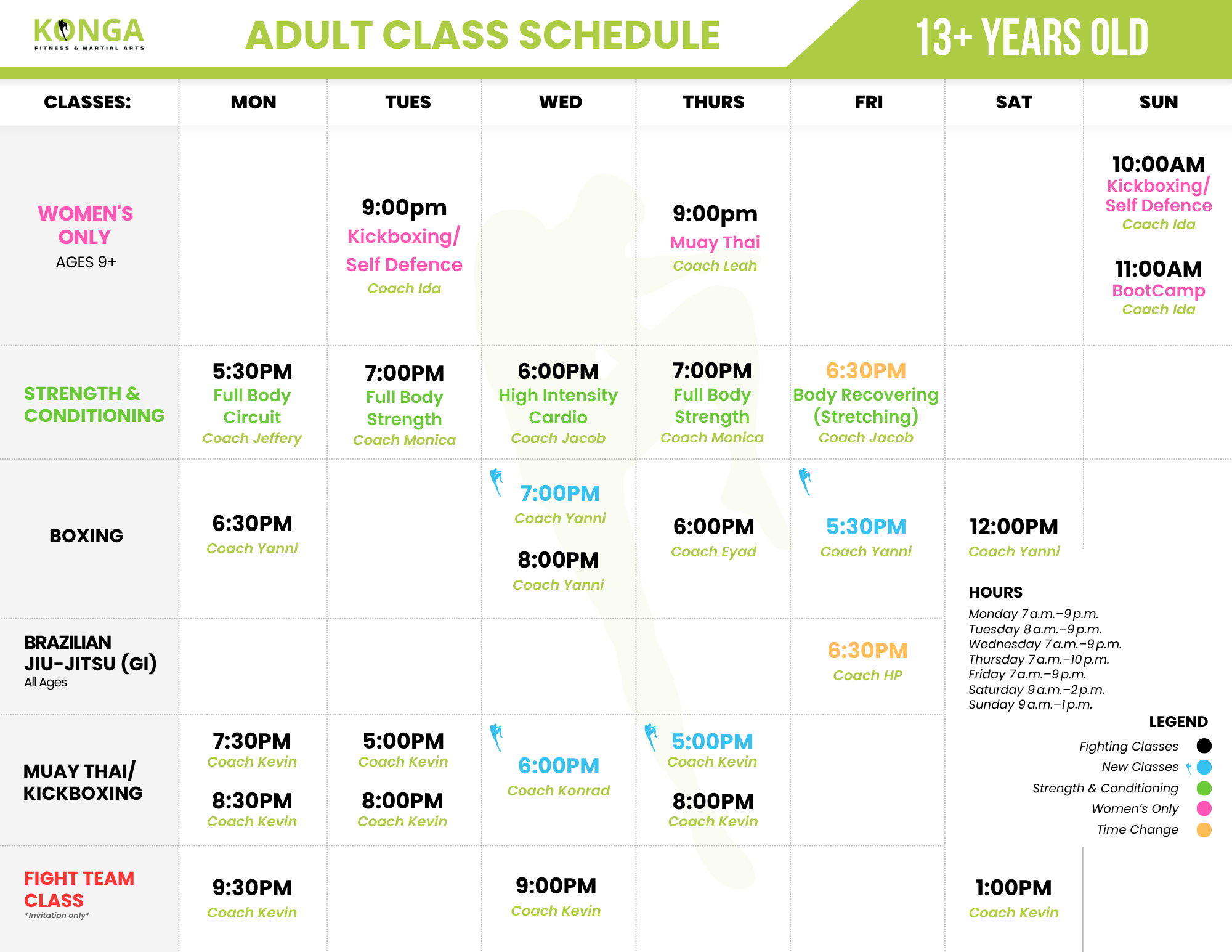Schedule - Konga Fitness & Martial Arts Mississauga